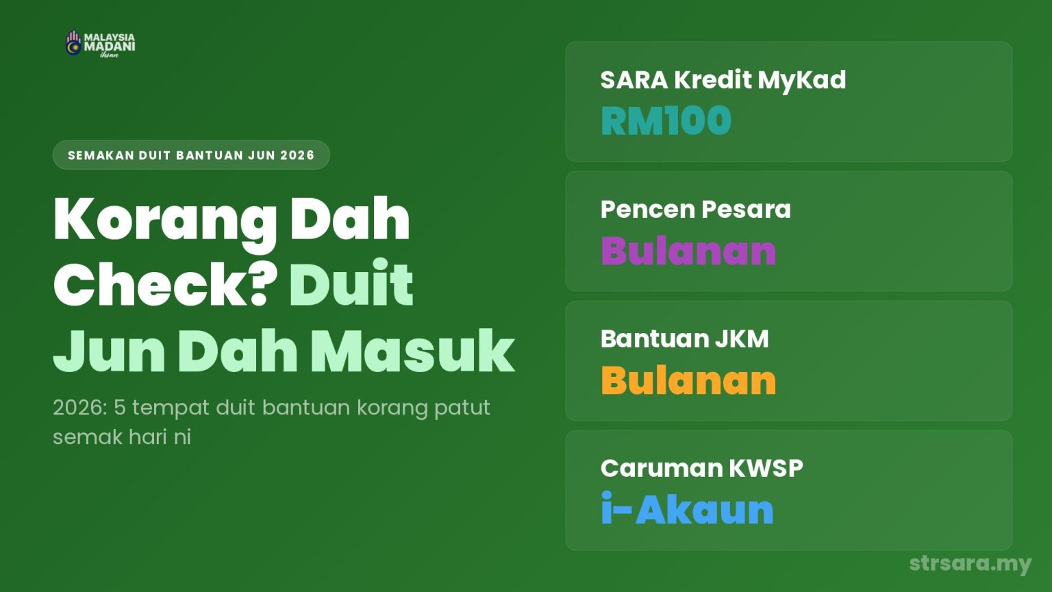 Korang Dah Check? 5 Tempat Duit Bantuan Jun 2026 Dah Masuk